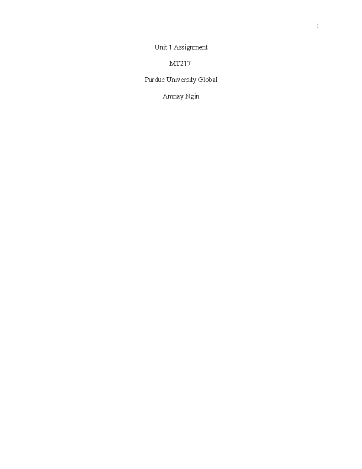 Mt217 Unit 1 Assignment Unit 1 Assignment Mt Purdue University Global