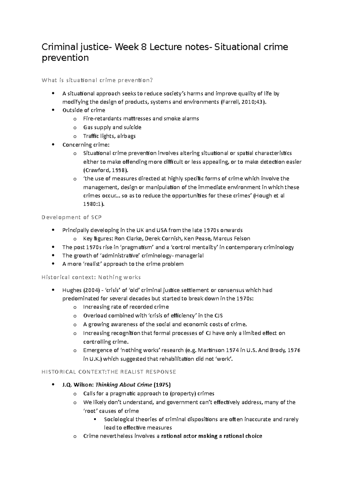Criminal Justice In modern Britain Lecture notes Situational crime ...