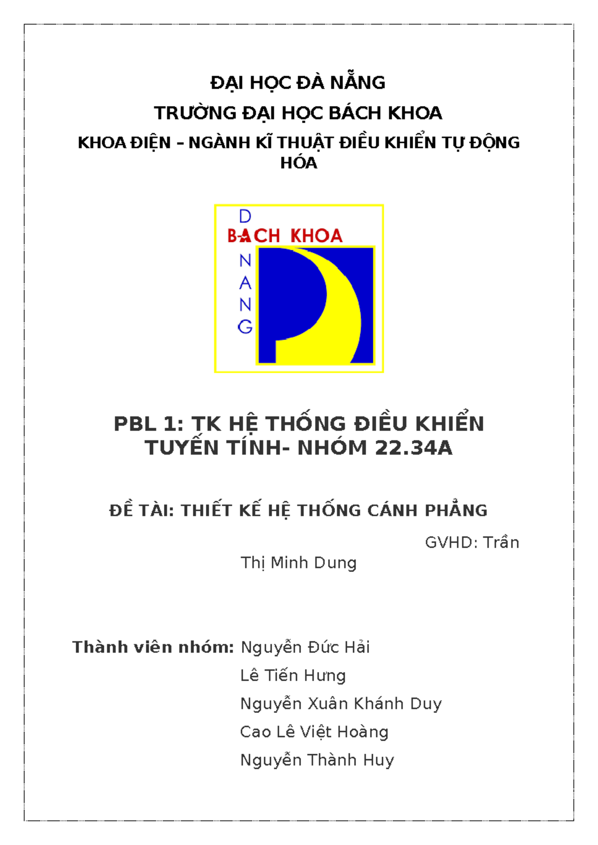 Báo pbl 123 - ffdff - ĐẠI HỌC ĐÀ NẴNG TRƯỜNG ĐẠI HỌC BÁCH KHOA KHOA ...