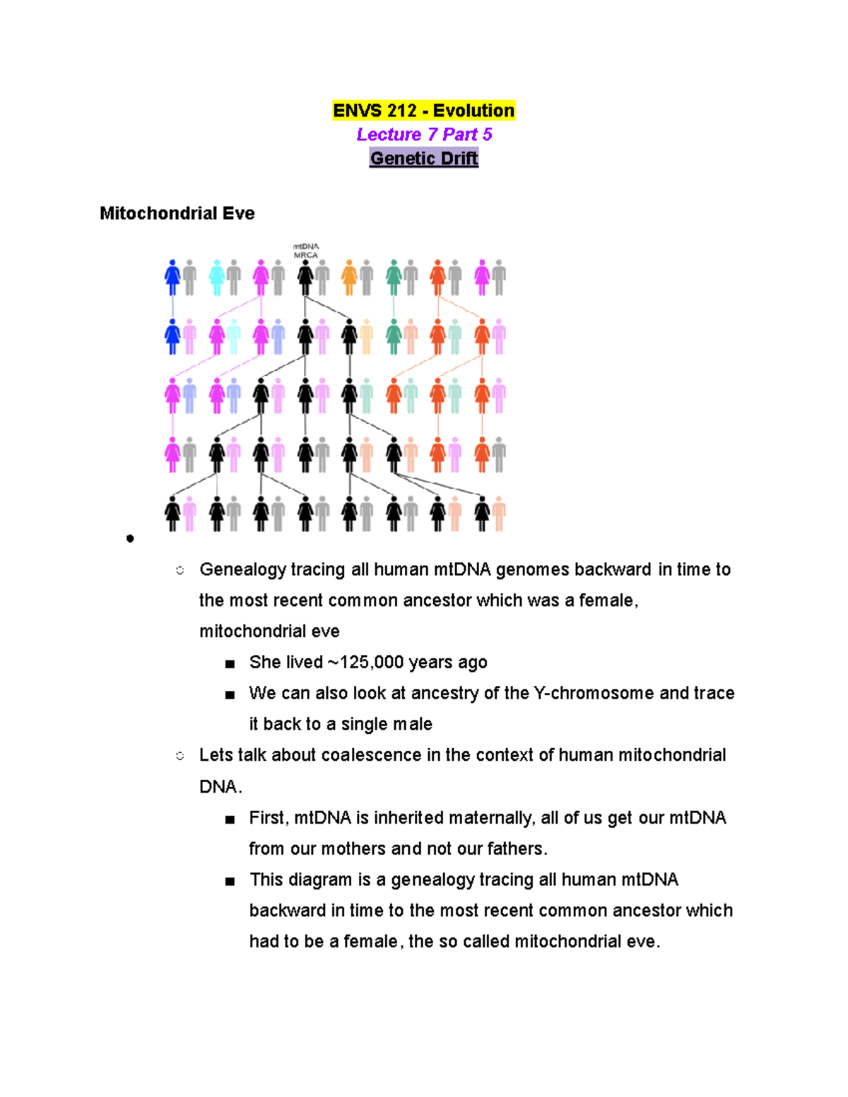 ENVS 212 Lecture 7 Part 5- Spring 2020 - ENVS 212 - Evolution Lecture 7 Part 5 Genetic Drift ...