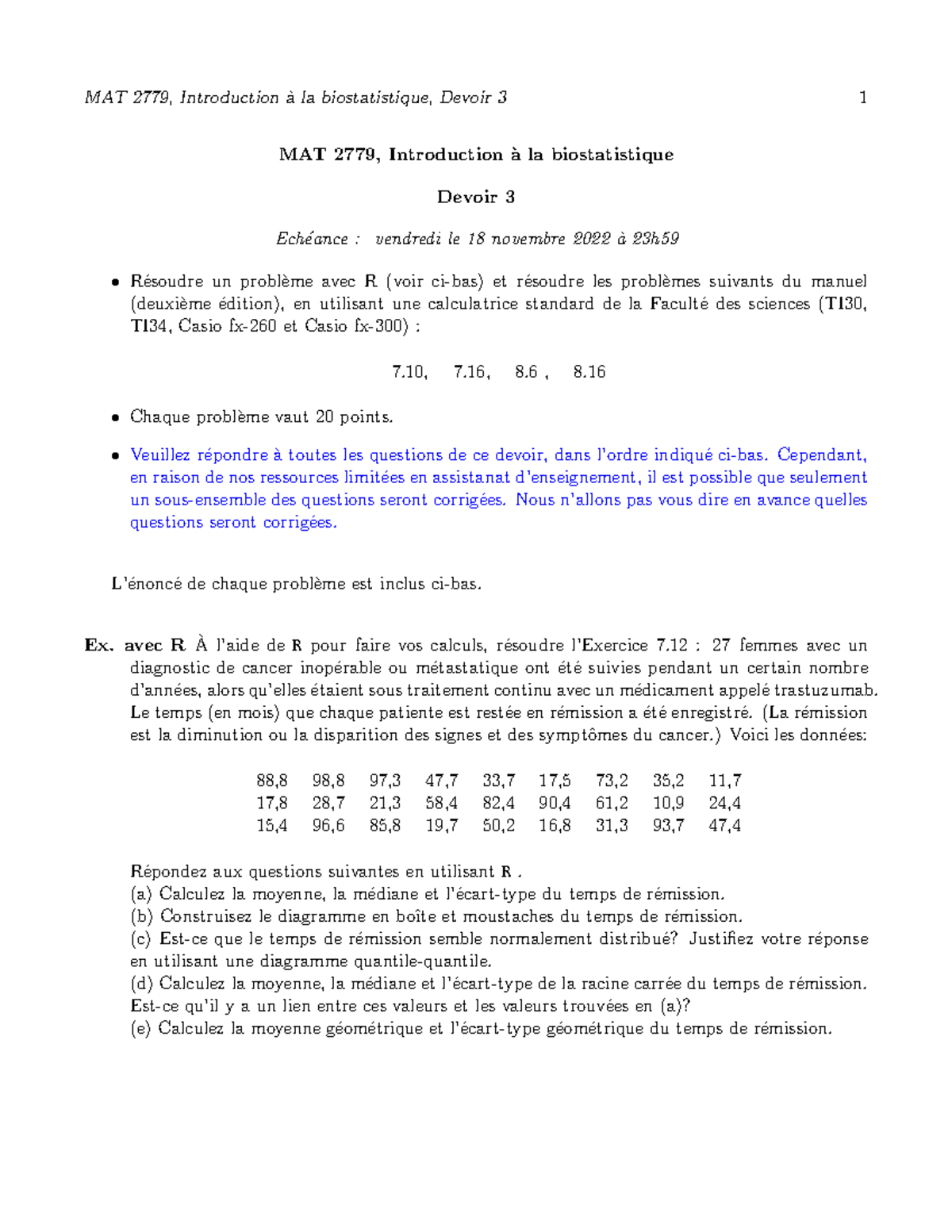 MAT2779 Aut2022Dv3 - Devoir 3 mat - MAT 2779, Introduction `a la ...