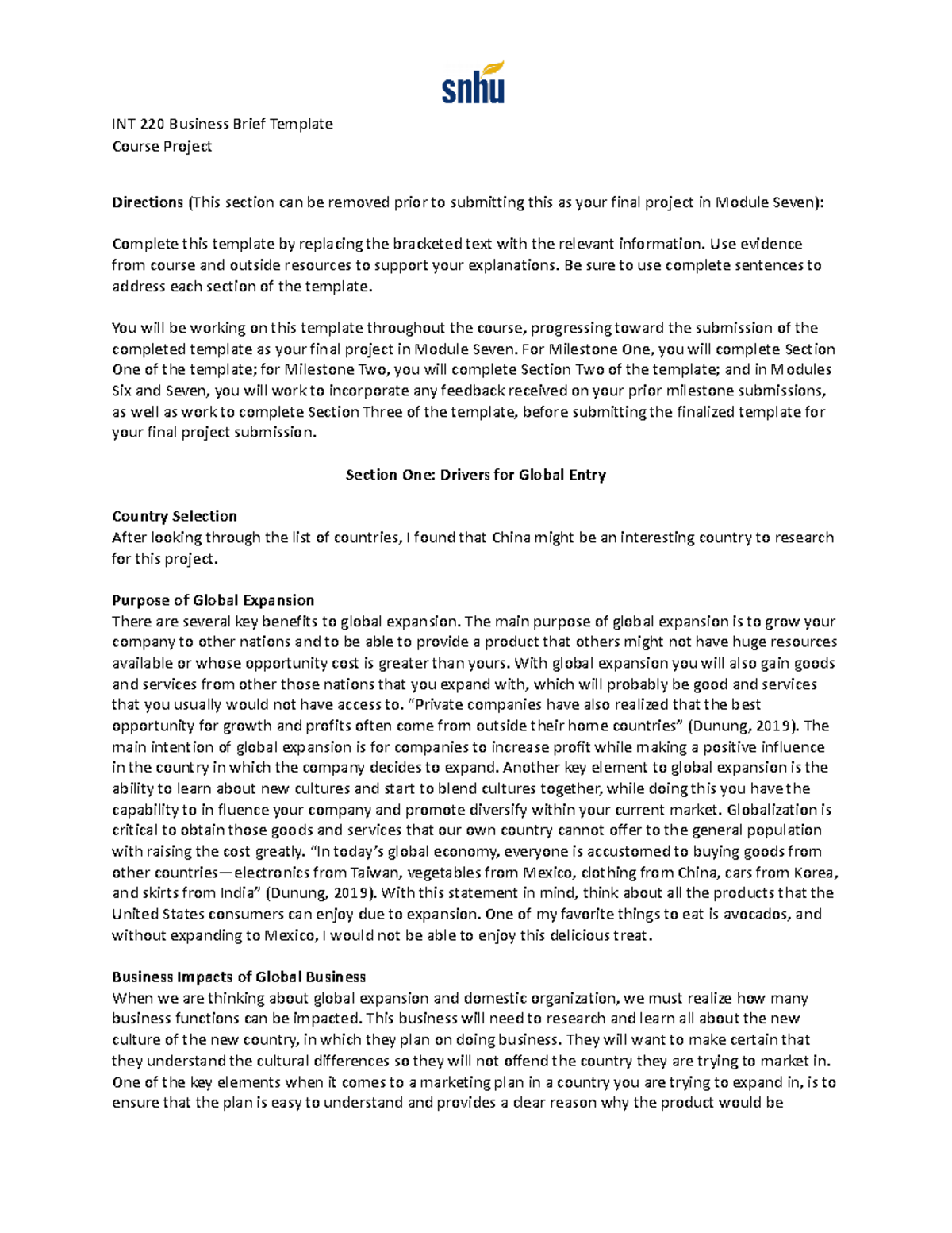 INT 220 Business Brief Course Project - INT 220 Business Brief Template ...