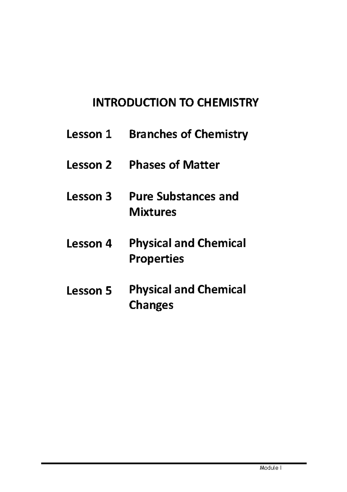 Module 1 Introduction TO Chemistry - INTRODUCTION TO CHEMISTRY Lesson 1 ...