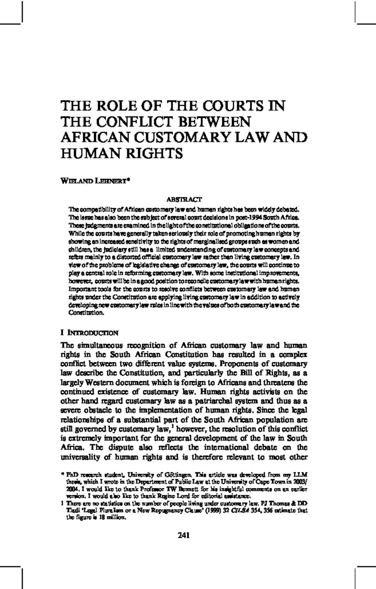 Lehnert 2020 the role of the courts in the conflict between african ...