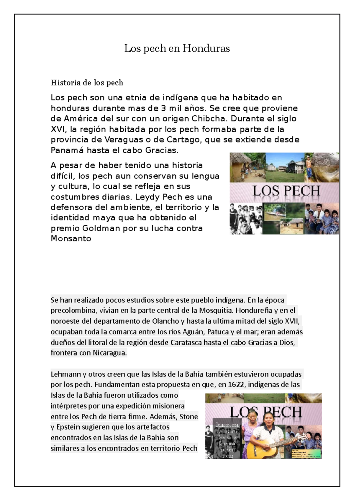 Los pech en honduras - Los pech en Honduras Historia de los pech Los ...