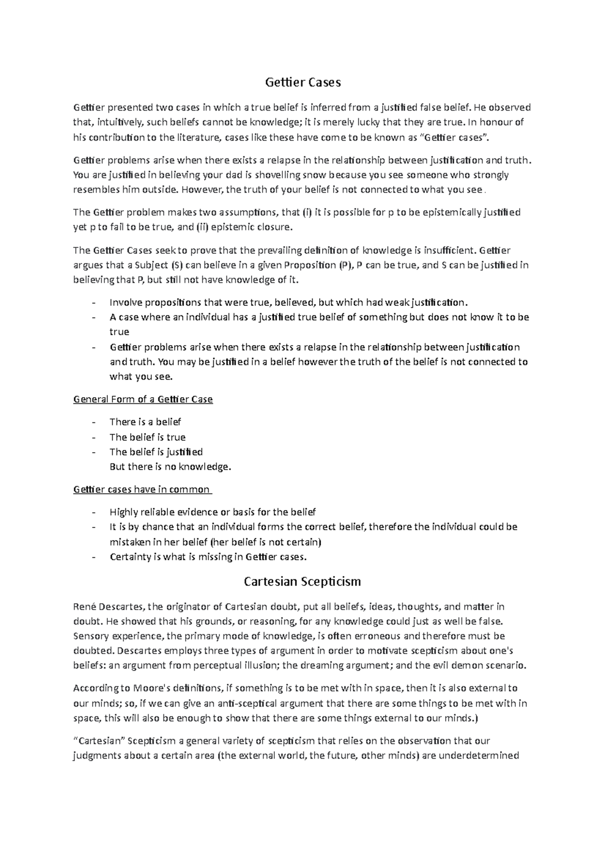 Gettier Cases - Gettier Cases Gettier presented two cases in which a true belief is inferred ...