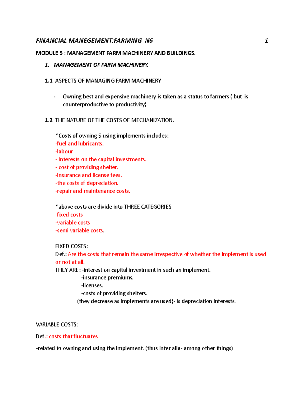 Finance n6 notes Module 5 - Copy - FINANCIAL MANEGEMENT:FARMING N6 1 ...