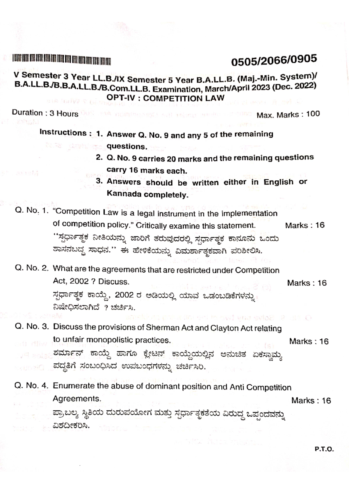 2022 QP Competition Law - Llb 3 years - Studocu