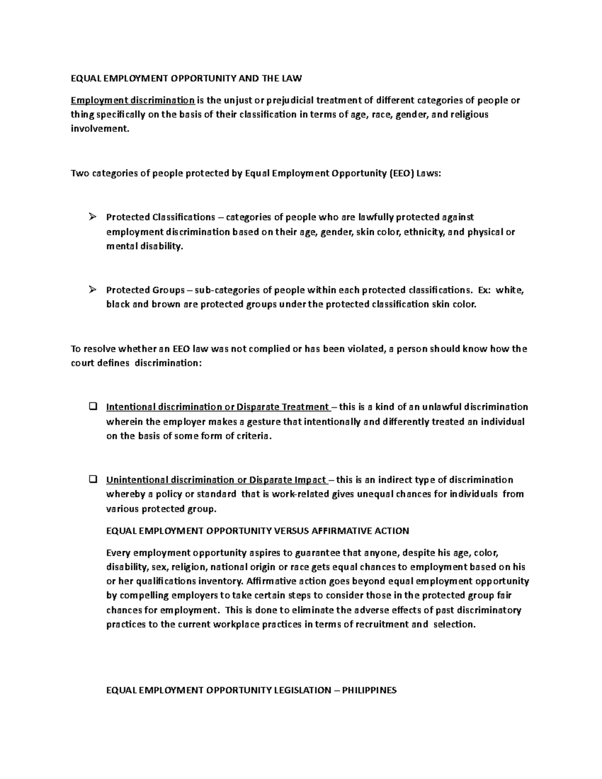 Chapter 2 - human resources management - EQUAL EMPLOYMENT OPPORTUNITY ...