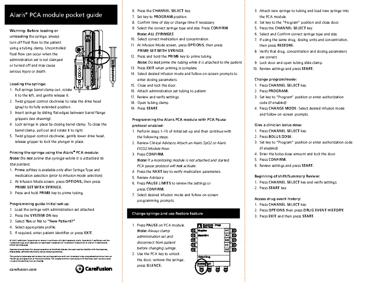 IF3157 PCA Pocket Guide - 510 1520 2530 3540 4550 55 ½ 1 oz 60 2 oz ...
