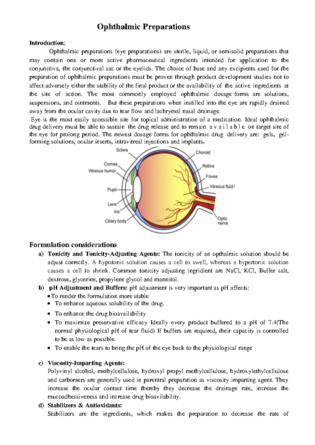 BP502T IP1 Opthalmics - Ophthalmic Preparations Introduction ...