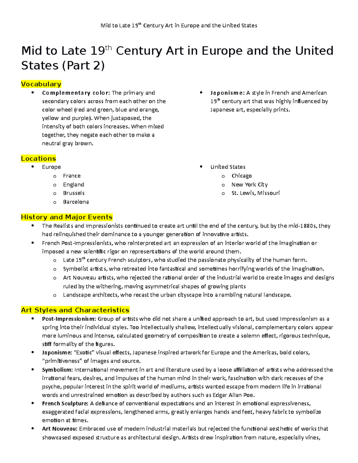 Mid to Late 19th Century Art in Europe and the United States (Part 2 ...