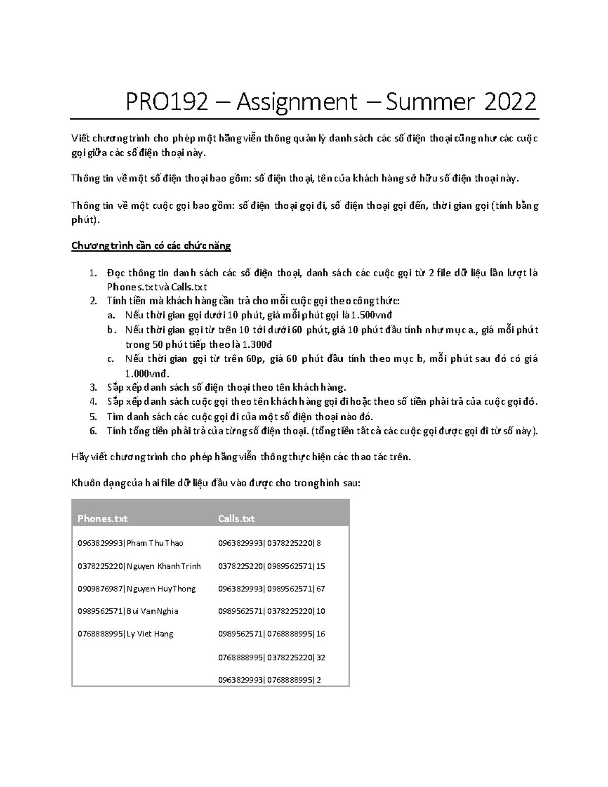 22Sum - do as required - PRO192 – Assignment – Summer 2022 Viët ch±¡ng trknh cho phgp m÷t h愃̀ng ...
