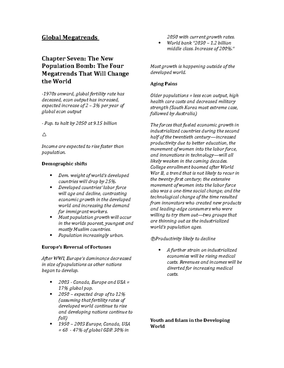 Age of Globalization Notes - Global Megatrends Chapter Seven: The New ...