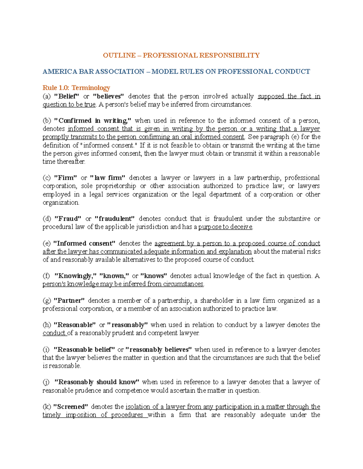 Outline - Professional R - OUTLINE – PROFESSIONAL RESPONSIBILITY ...