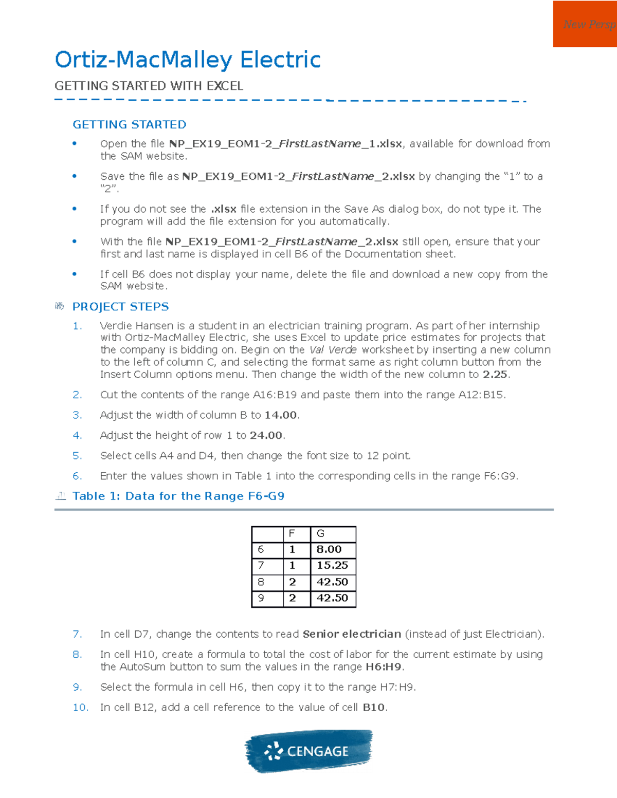 Instructions NP EX19 EOM1-2 - Ortiz-MacMalley Electric GETTING STARTED ...