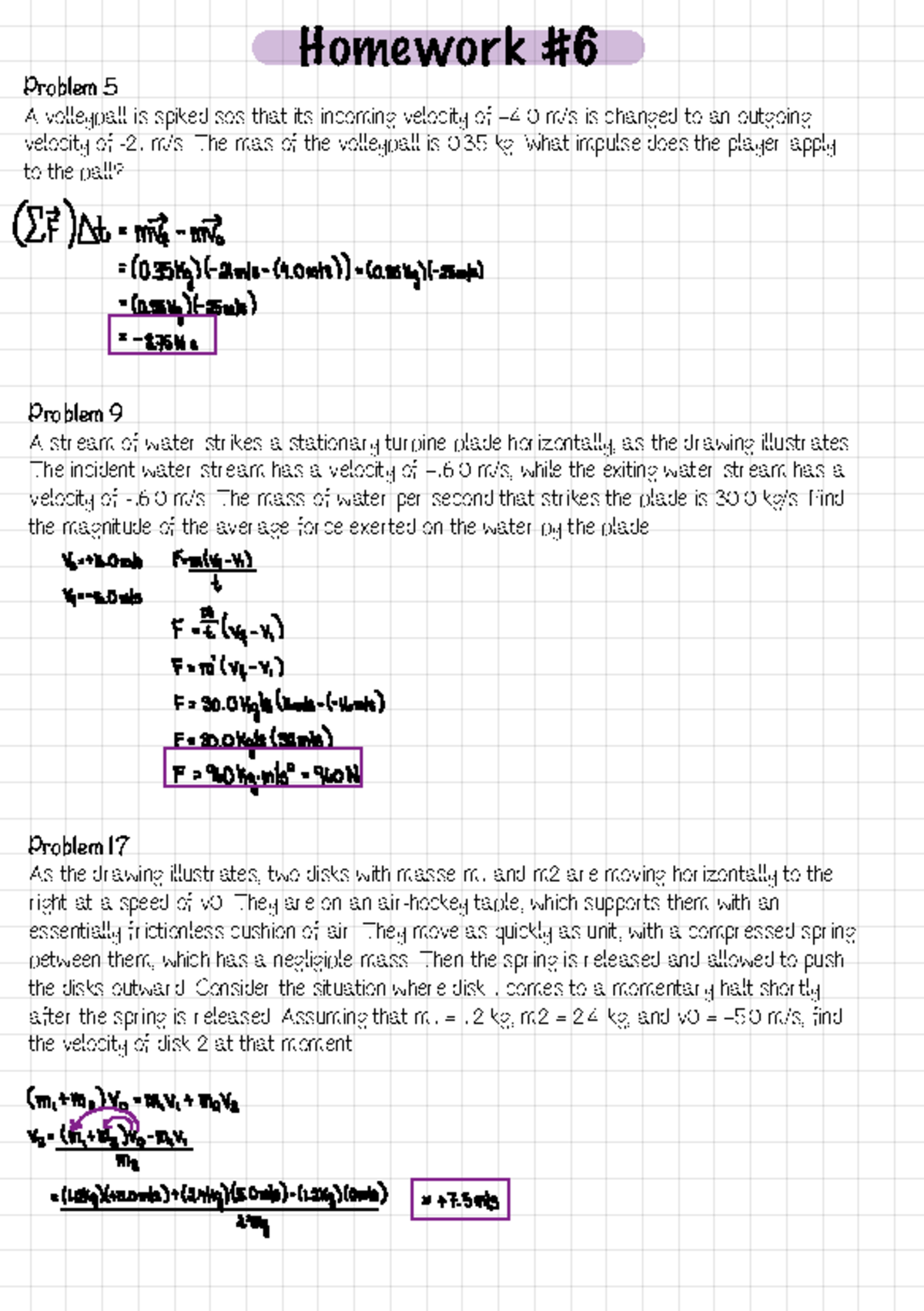 HW 6 📐 - Questions are from Chapter 7. 6th Homework Assignment for PHYS 001 with Dr. - Homework ...