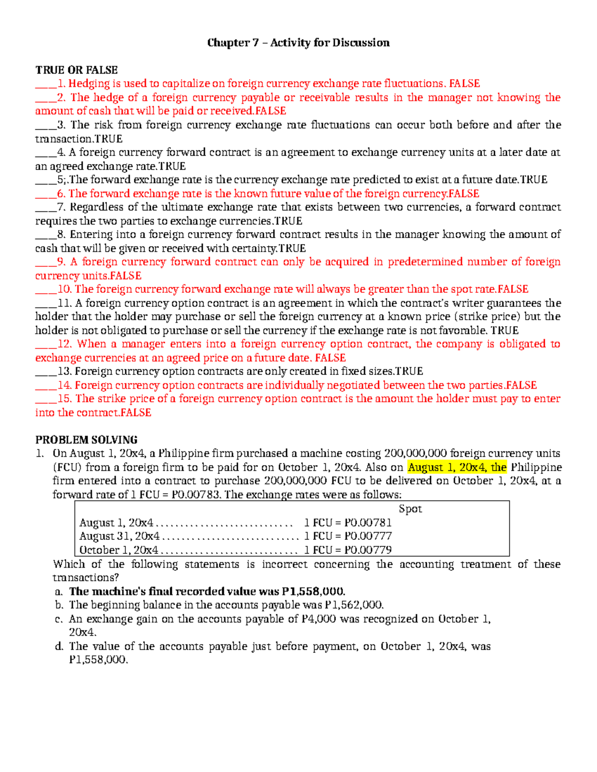 Chapter 7 Activity FOR Discussion - Chapter 7 – Activity for Discussion ...