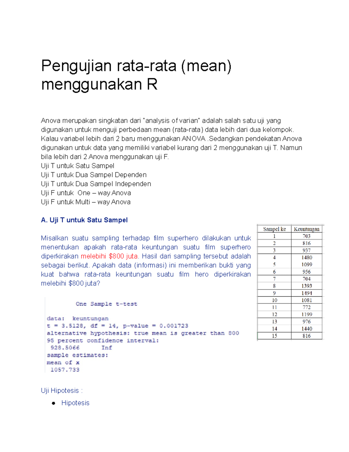 Analisis Data Eksplorasi - Pengujian rata-rata (mean) menggunakan R ...