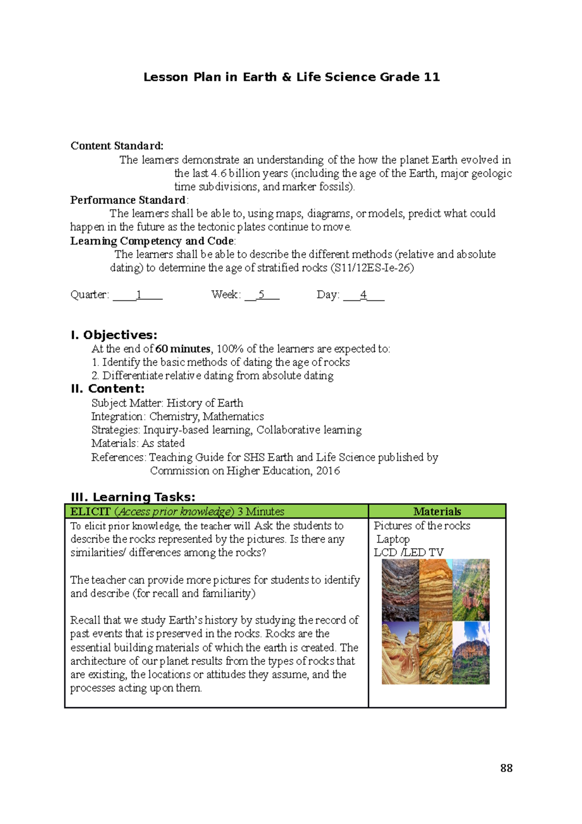 LC 26 - ... - Lesson Plan in Earth & Life Science Grade 11 Ace B ...