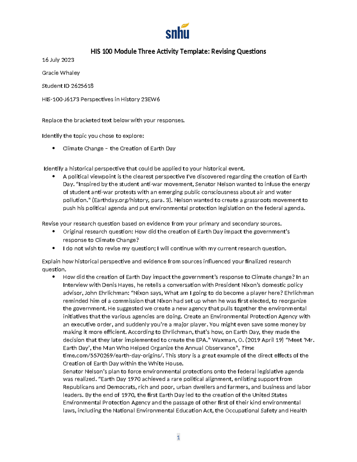 HIS 100 Module Three Activity Revising Questions - HIS 100 Module Three ...