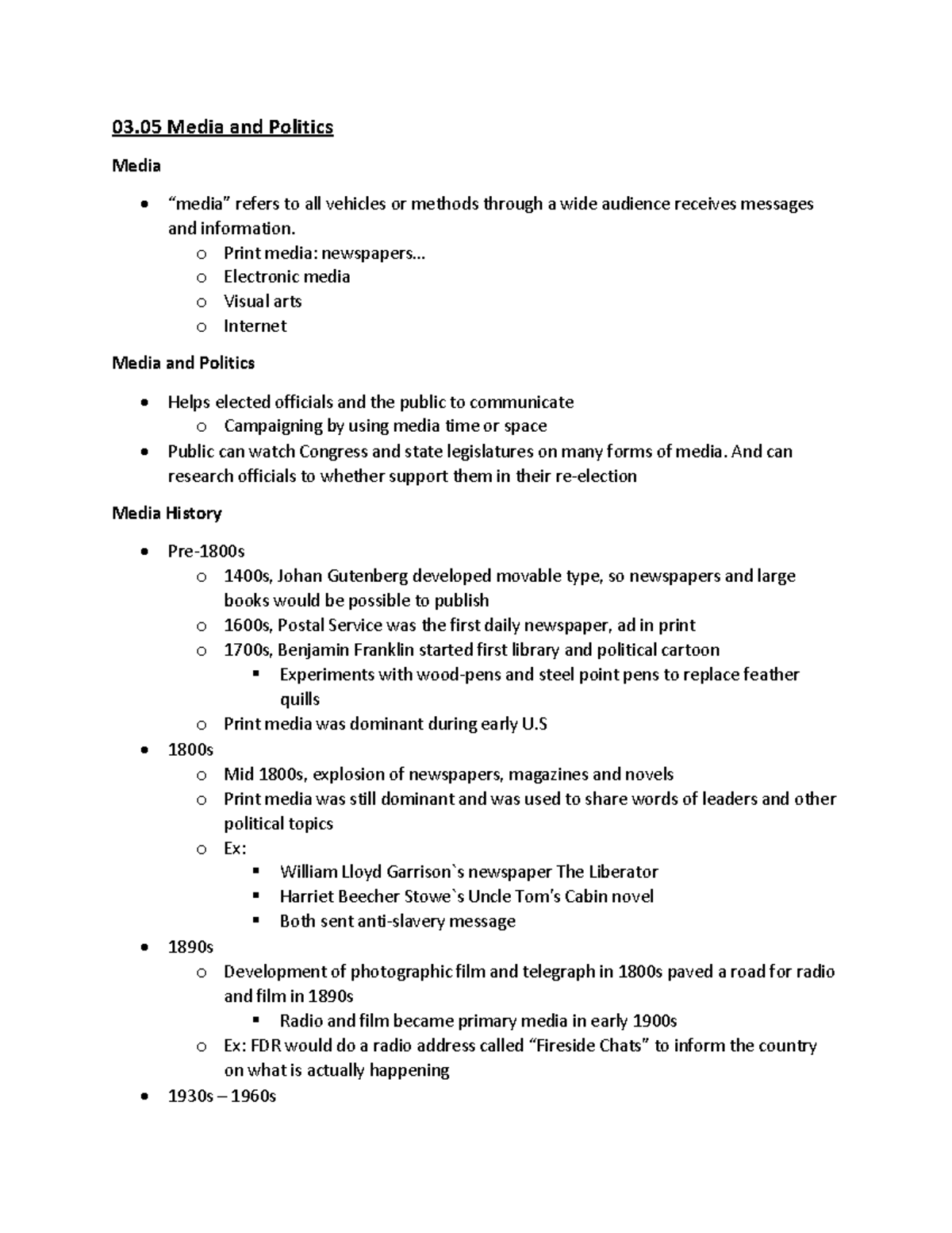 Media and Politics U.S Gov - 03 Media and Politics Media “media” refers ...