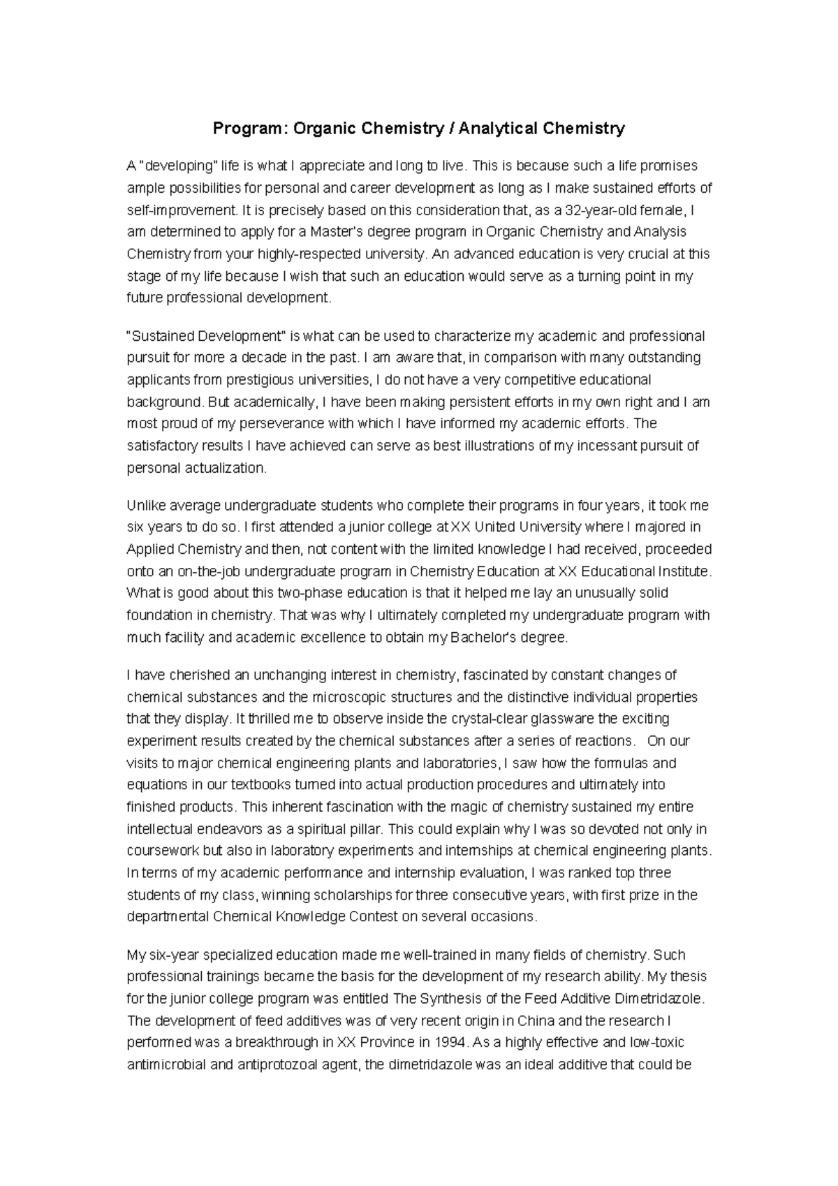 Program Organic Chemistry Analytical Chemistry - Program: Organic ...