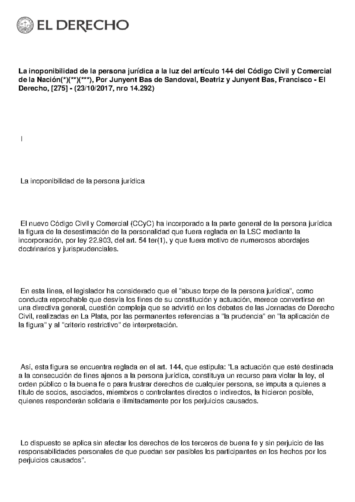 Adjunto M2-3-BDP - Lectura obligatoria mod 2 - La inoponibilidad de la ...