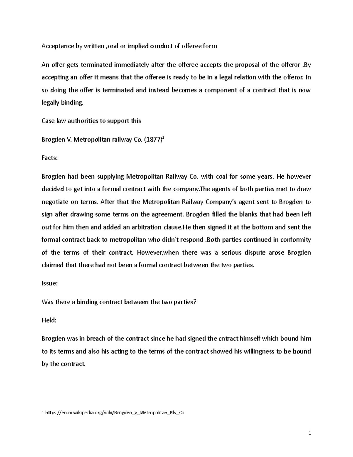 Acceptance by w-WPS Office - Acceptance by written ,oral or implied ...