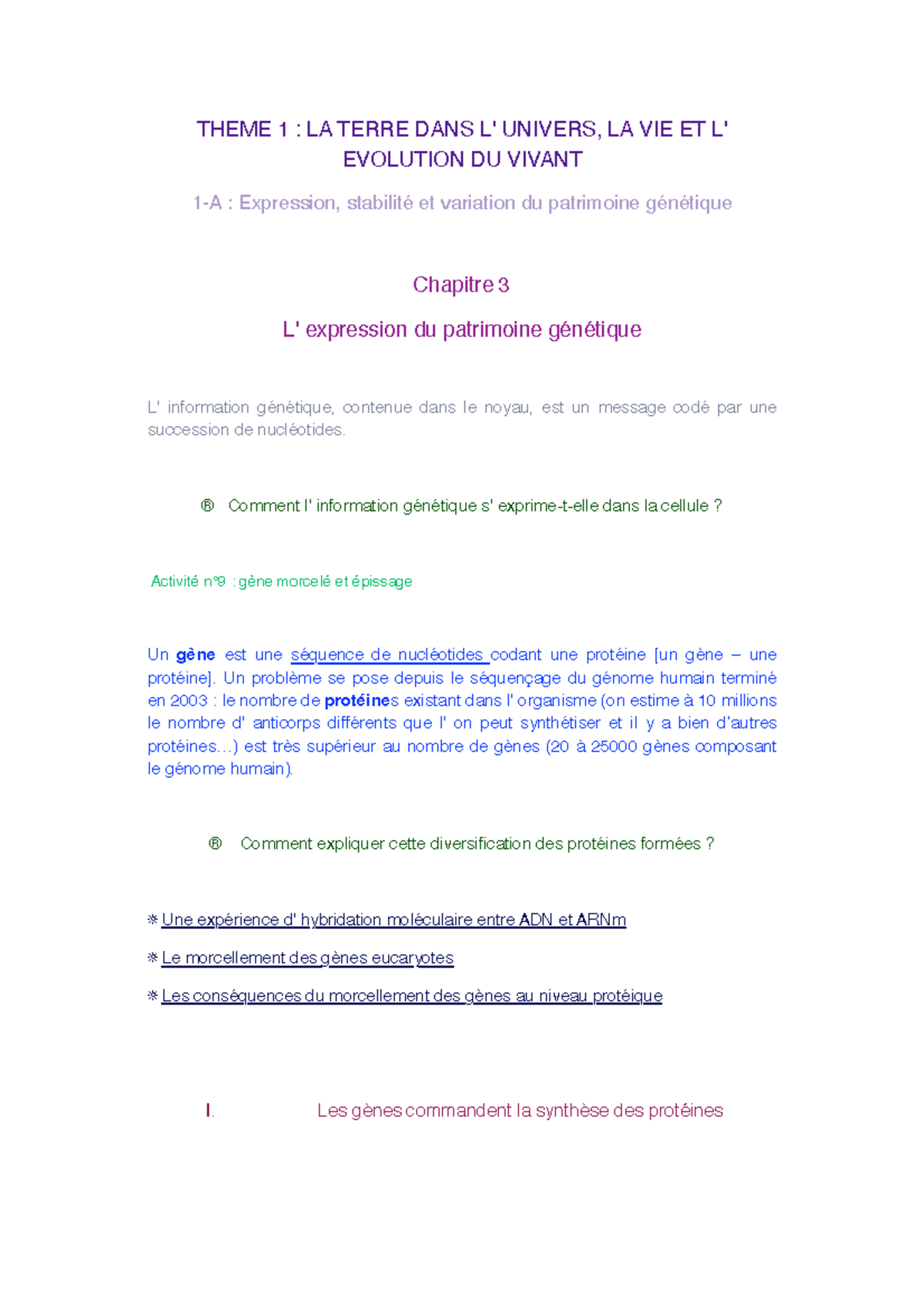 SVT chap 3 - svt - THEME 1 : LA TERRE DANS L' UNIVERS, LA VIE ET L ...