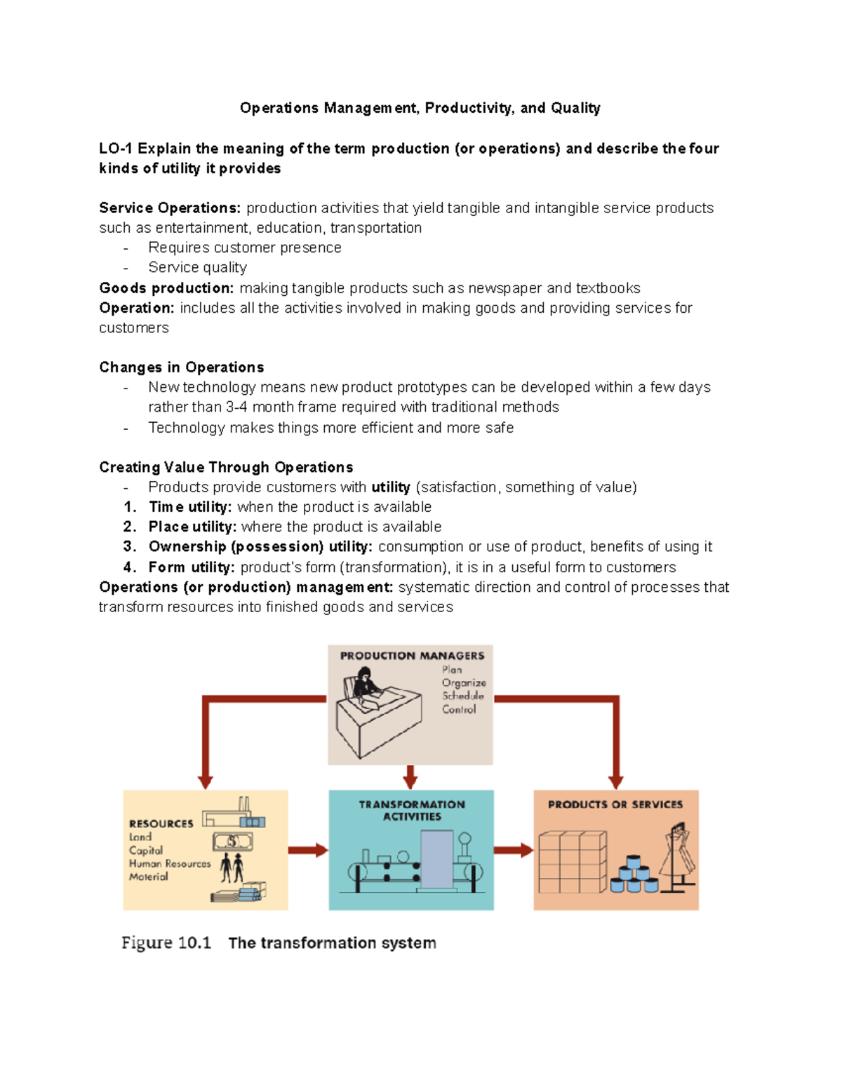 Operations Management, Productivity, and Quality - Time utility: when ...