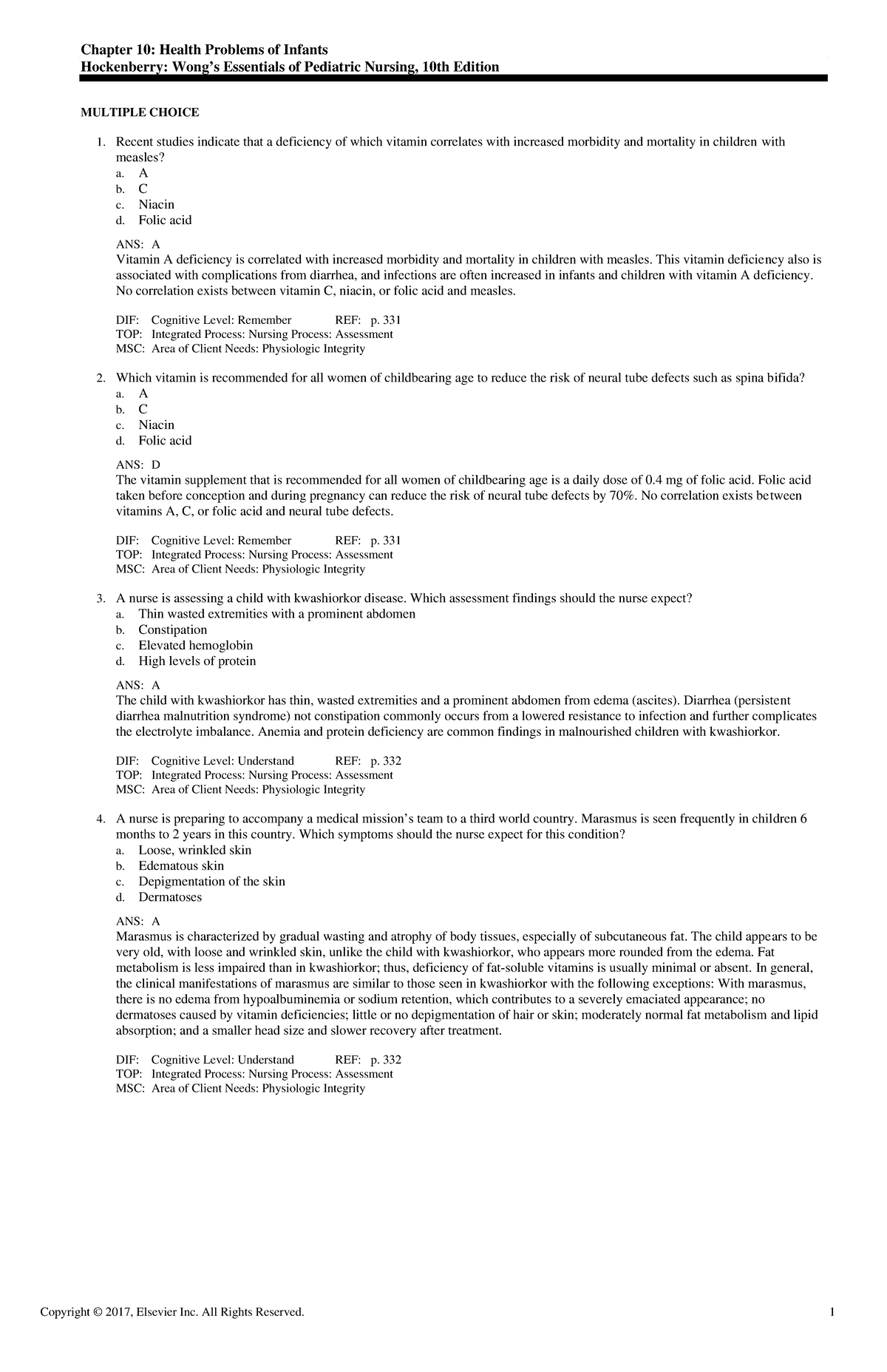 Exam View - Chapter 10 - Practice questions with rationales - Chapter ...