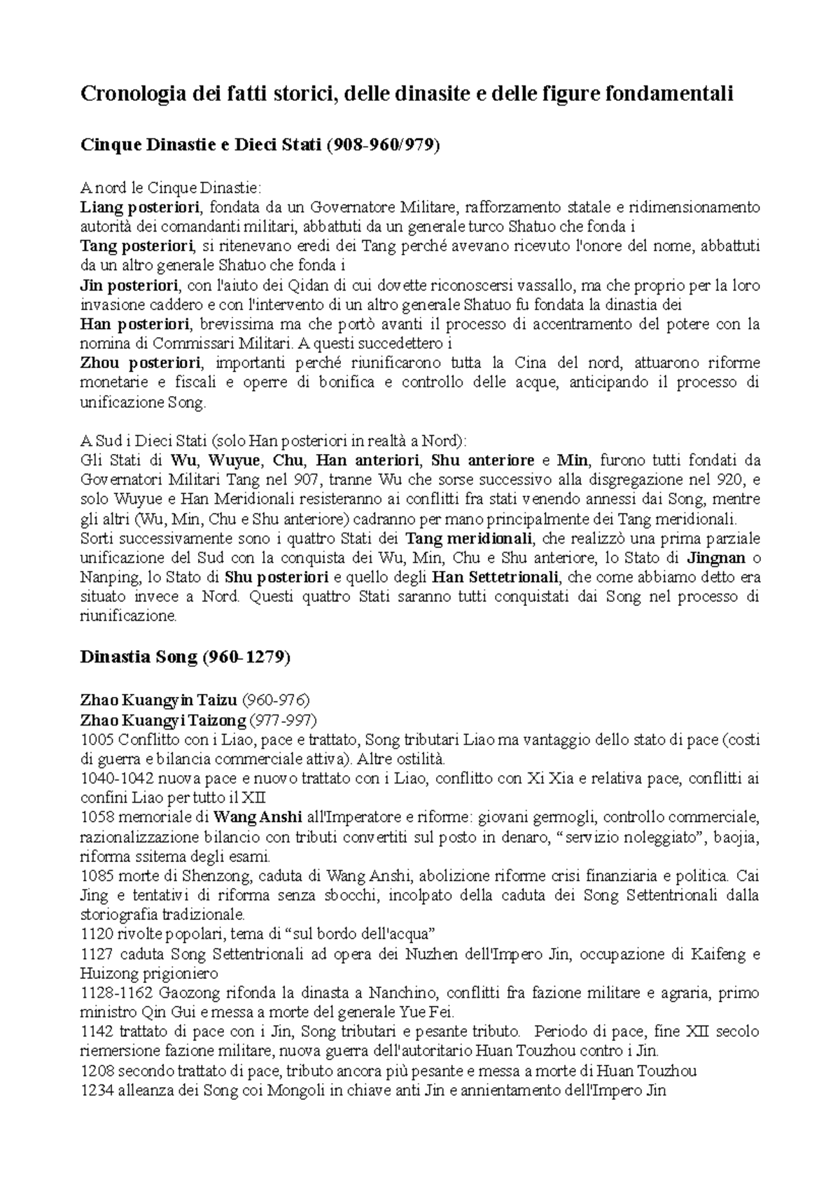 Cronologia Storia della Cina - Cronologia dei fatti storici, delle ...