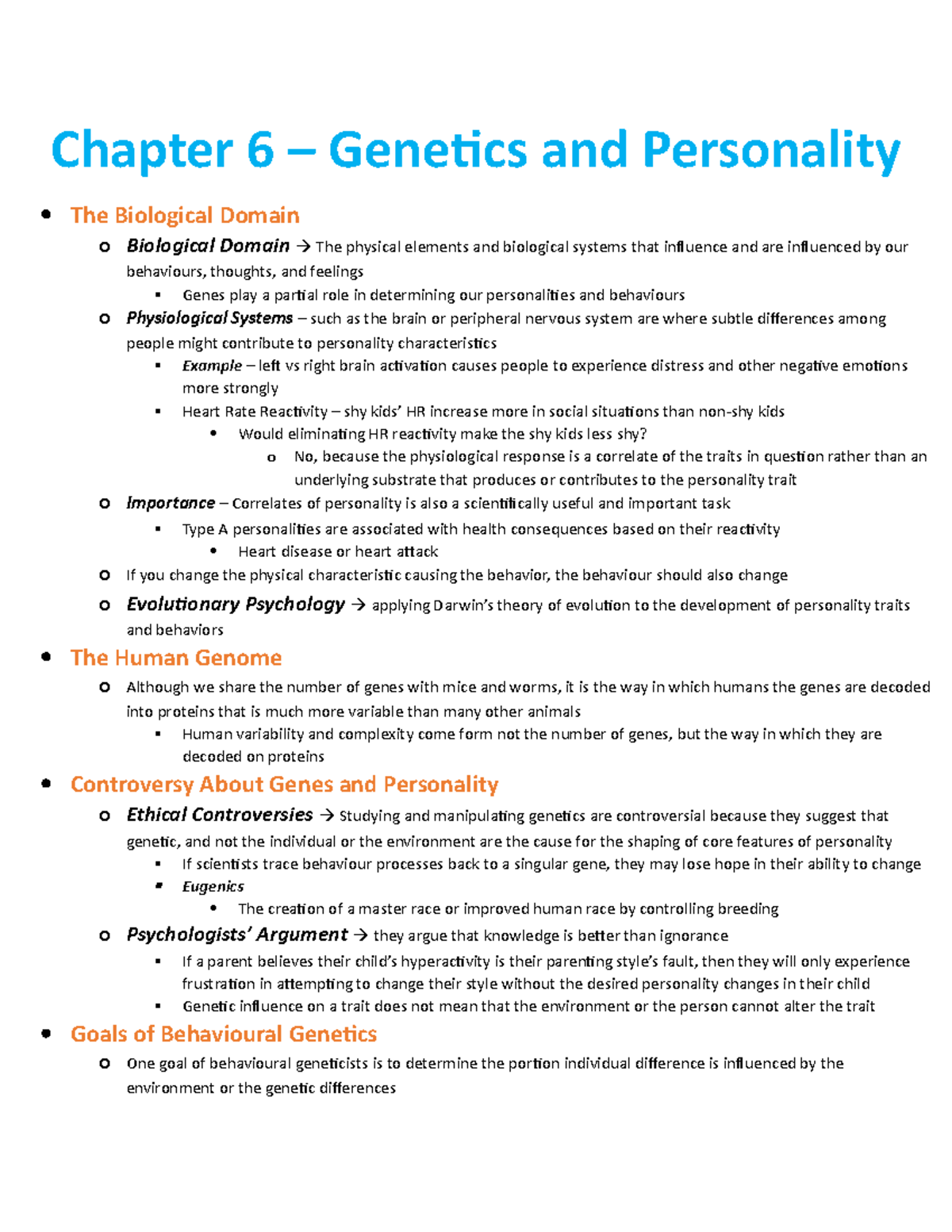 Chapter 6 – Genetics and Personality - Chapter 6 – Genetics and ...