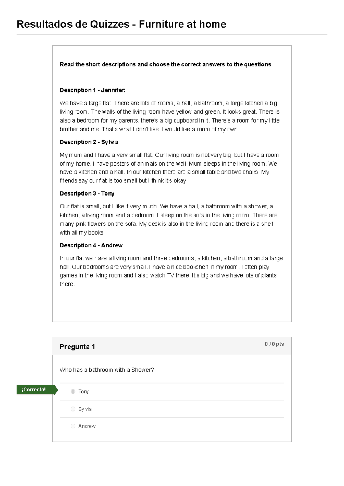 Quizzes - Furniture at home - There are lots of rooms, a hall, a ...