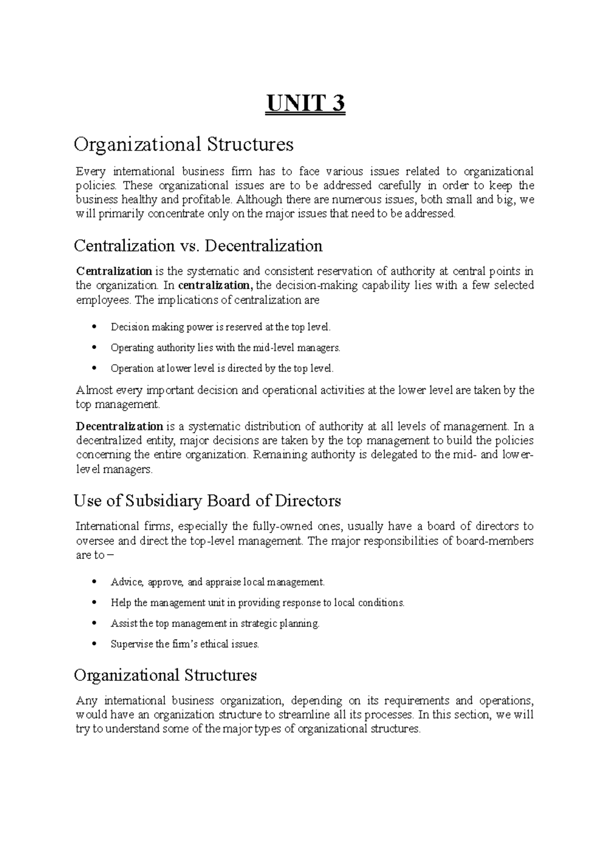 Sdm-unit 3 - notes - UNIT 3 Organizational Structures Every ...