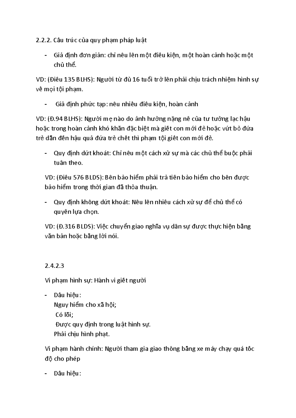 Vd - bài tập - 2.2. Cấấu trúc c a quy ph m pháp lu t ủạậ Gi đ nh đ n gi n: ch nêu lên m t điêều ...