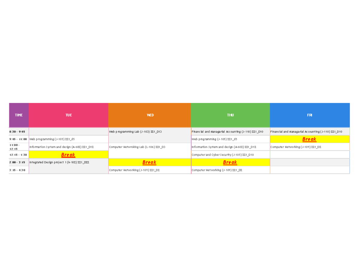Class routine - this is not a study material - 8:30 - 9:45 Web ...