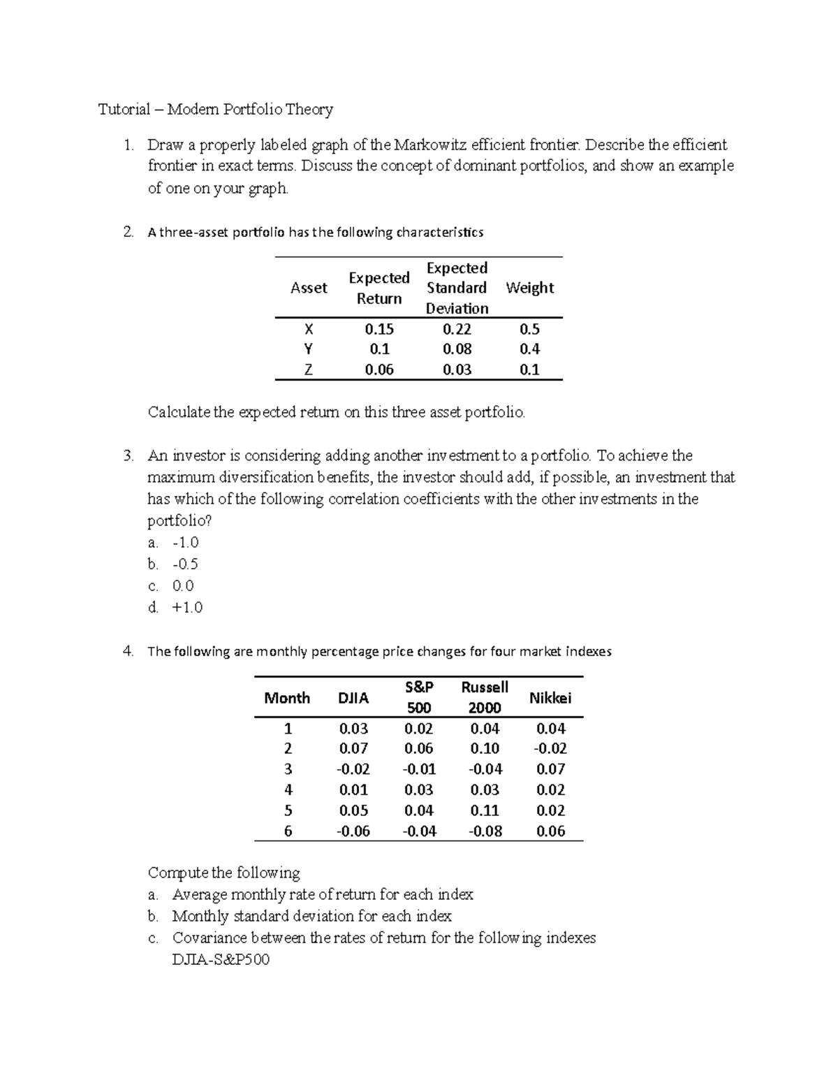 QUB FIN2008 Tutorial 3 - Tutorial – Modern Portfolio Theory Draw a ...