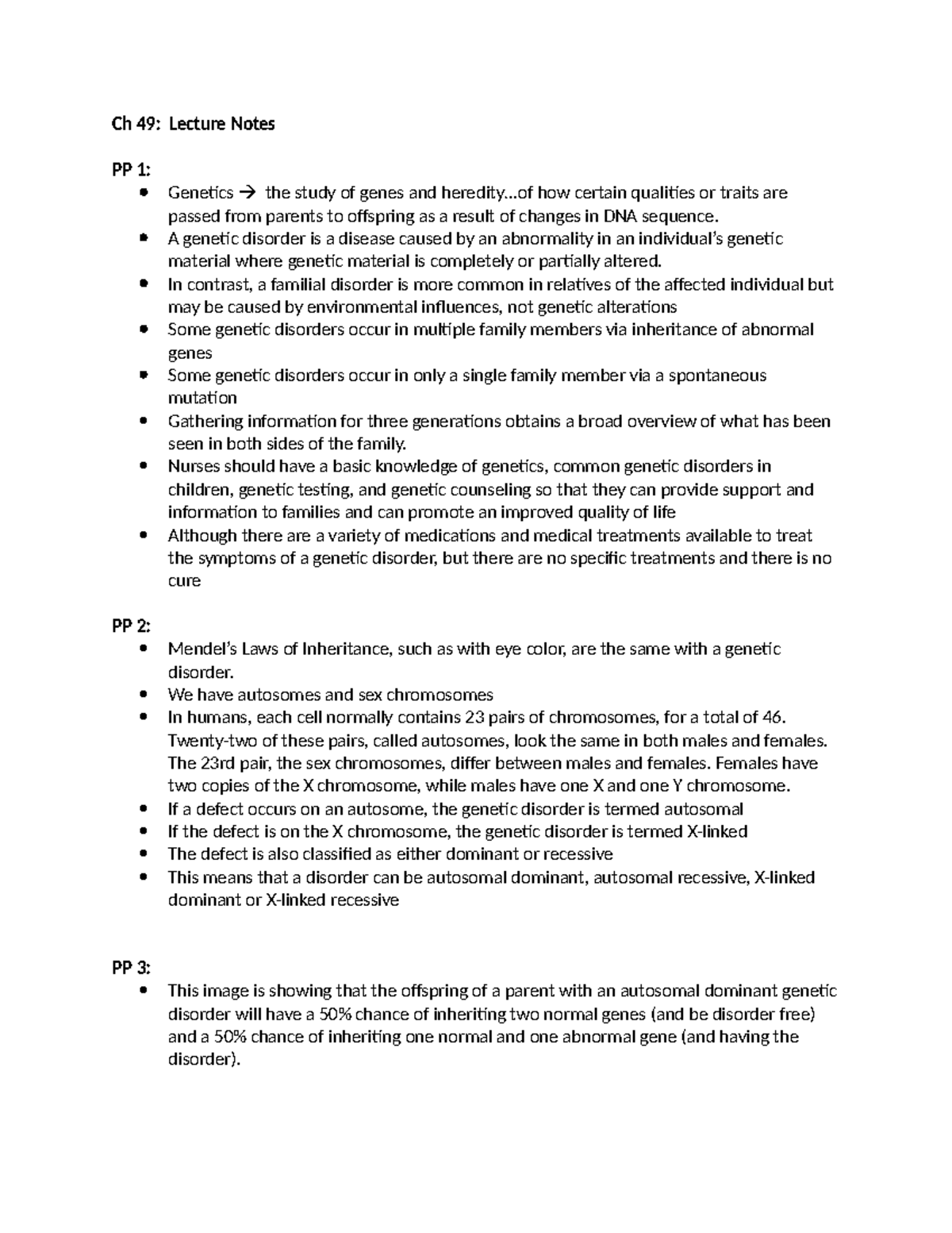 Ch 49 Lecture Notes - study guide - Ch 49: Lecture Notes PP 1: Genetics ...