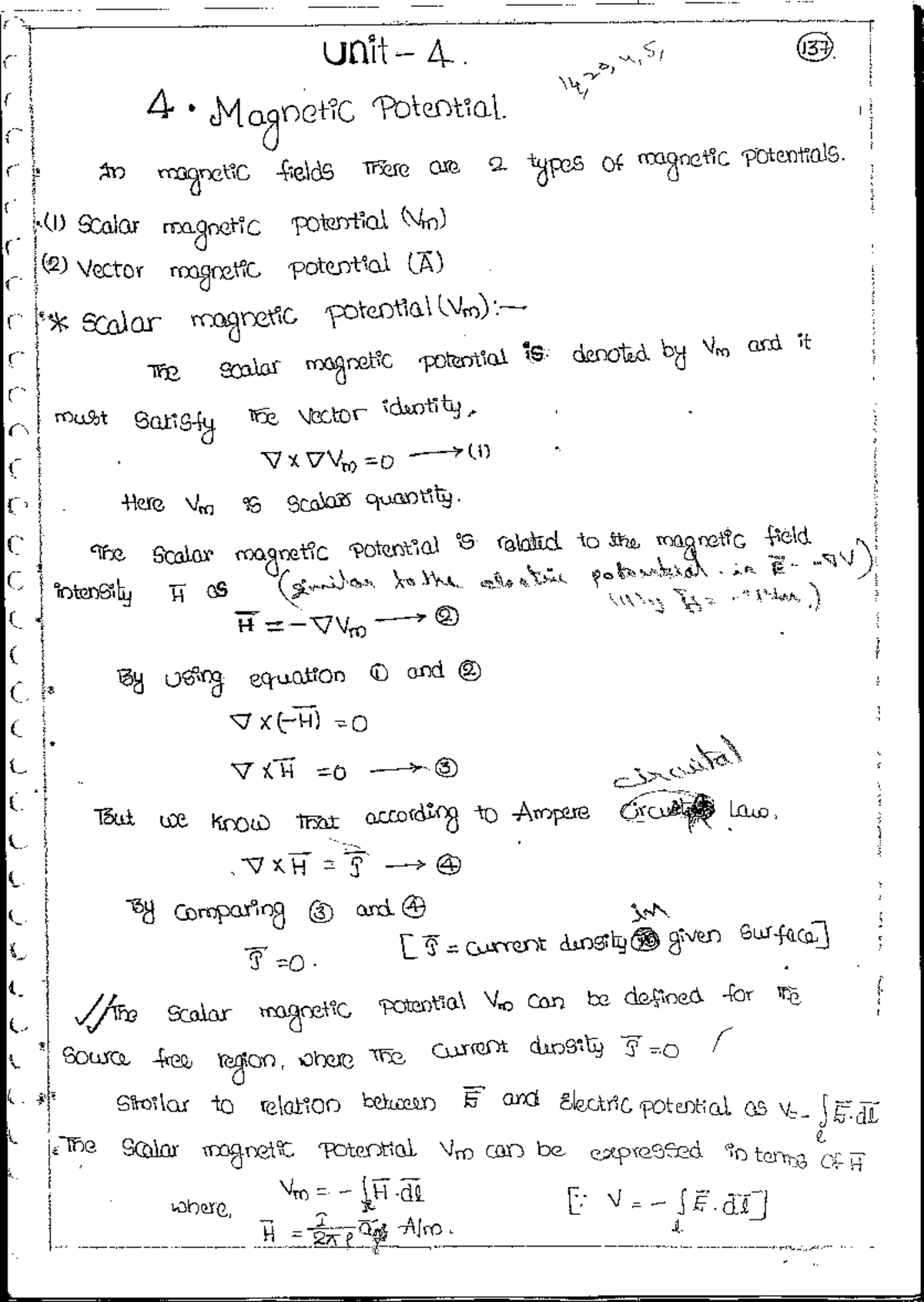 EFT Unit-4 - Magnetic Potential - Electrical and electronic engineering - Studocu