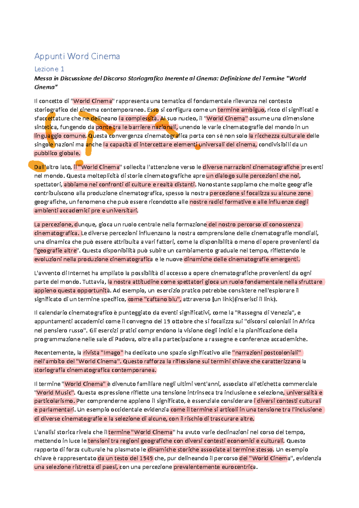 Appunti Word Cinema - Appunti Word Cinema Lezione 1 Messa in ...