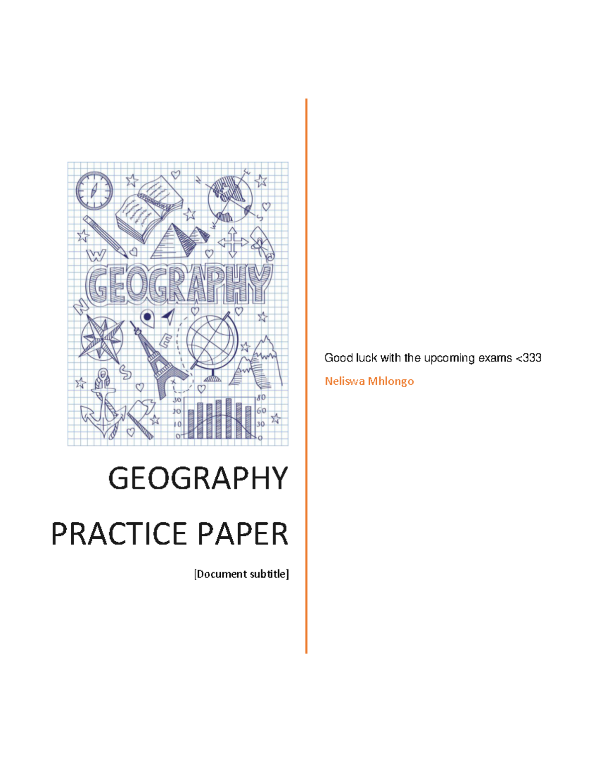 Geography Test 2 - None - GEOGRAPHY PRACTICE PAPER [Document subtitle ...