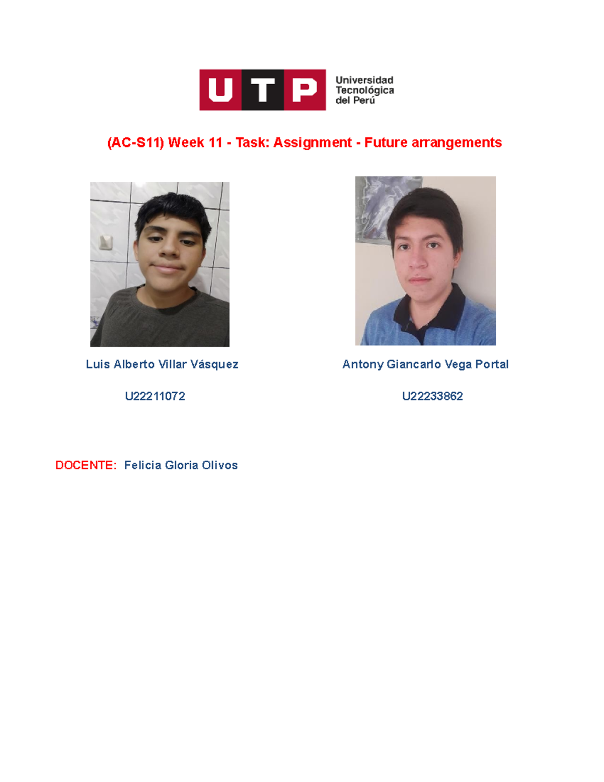 Luis Villar, Antony Vega Week 11 - (AC-S11) Week 11 - Task: Assignment ...