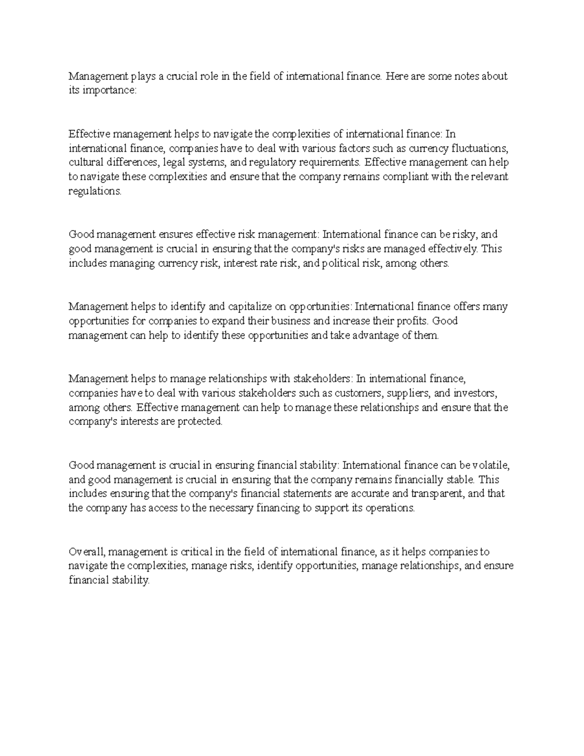 FI1 - Notes on the importance of the management within international ...