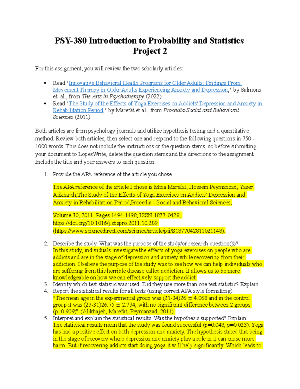 PSY 380 RS T5 Benchmark Articles Project 2 - PSY-380 Introduction to ...