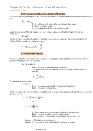 Phy131 Formula Sheet - Physics 12 Formula Sheet Equilibrium F 0 0 Fl ...