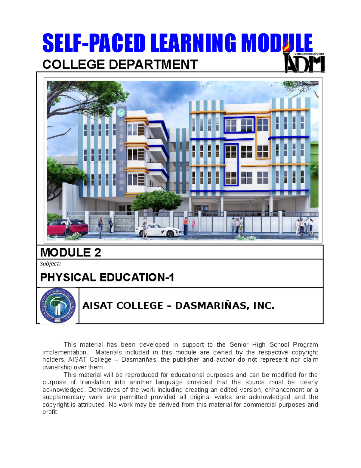 REM-M2-PE1 - aedfc - SELF-PACED LEARNING MODULE COLLEGE DEPARTMENT ...