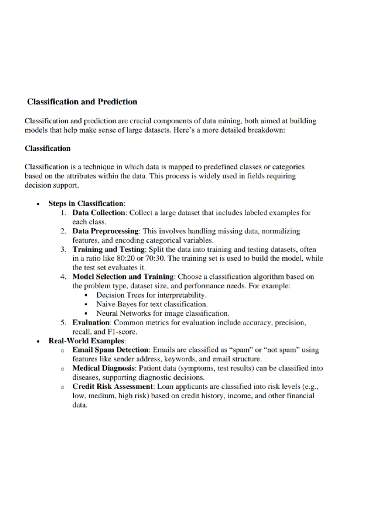 Data Mining Unit 5 Data Minng Mca Notes Classification And Prediction Classification And