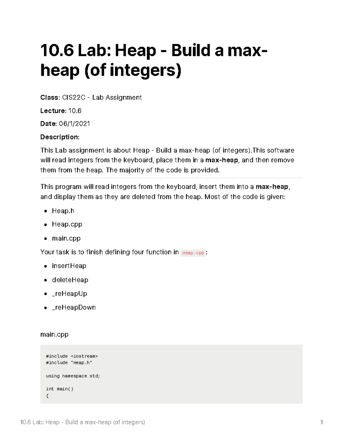 106 Lab Heap Build A Max Heap Of Integers 10 Lab Heap Build A Max Heap Of Integers